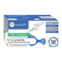 TPC - 101666 - IV CATHETER 18G WITH PORT & WINGS 100s | Zenithmed.co.za